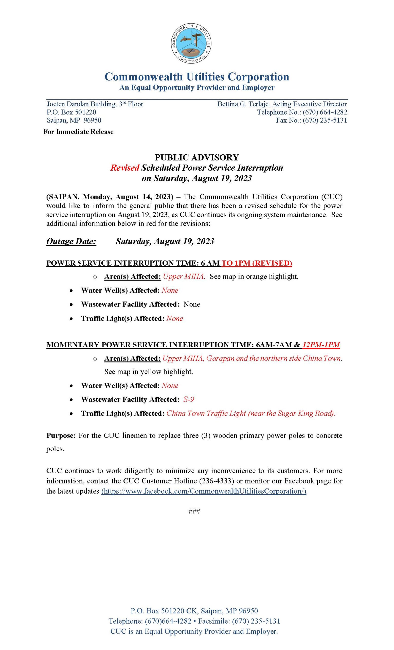 2023-AUG-14, Revised Public Advisory re Scheduled Power Service ...