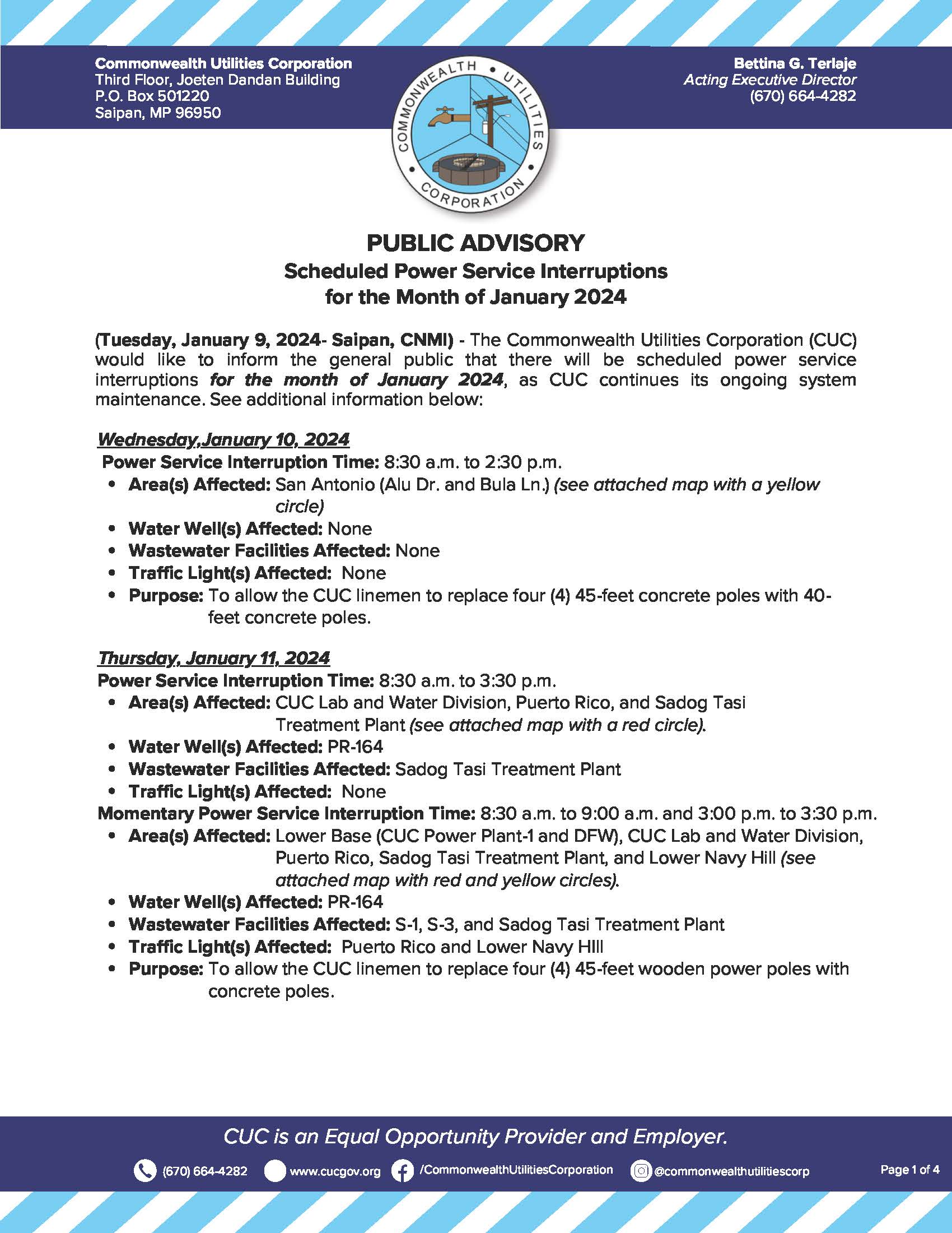 2024-JAN-9-Public Advisory re Scheduled Power Service Interruptions for ...