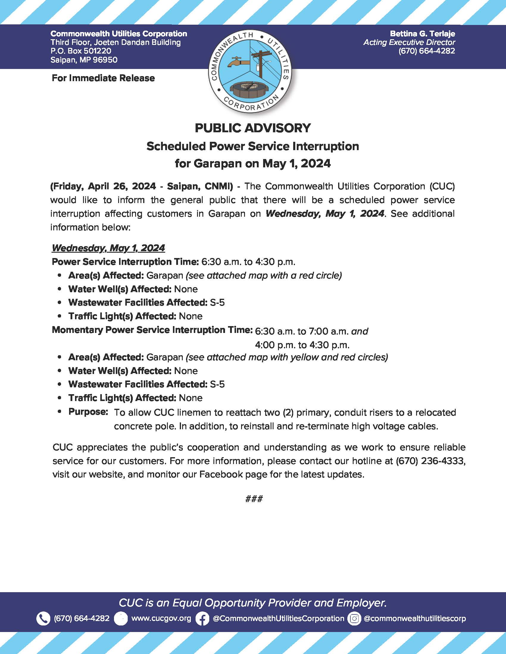 2024-April-26 Public Advisory re Scheduled Power Service Interruption ...