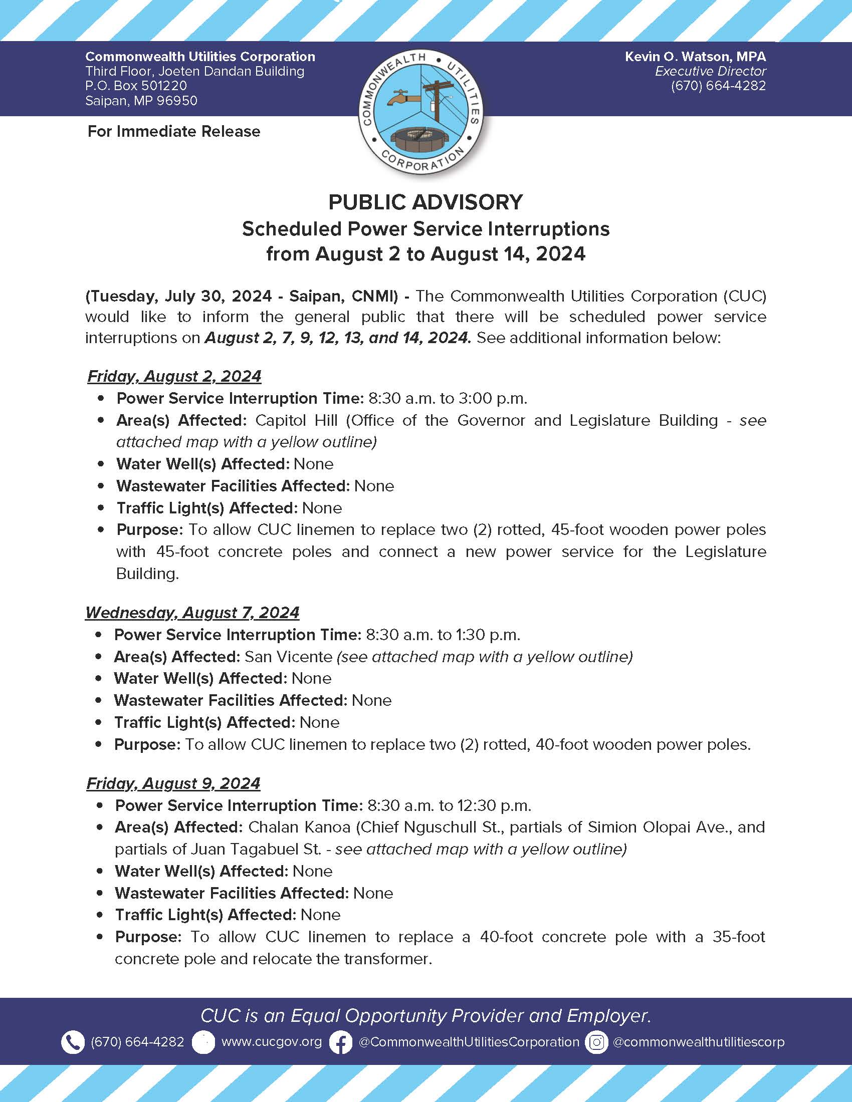 2024-7-30 Public Advisory re Scheduled Power Service Interruptions from ...
