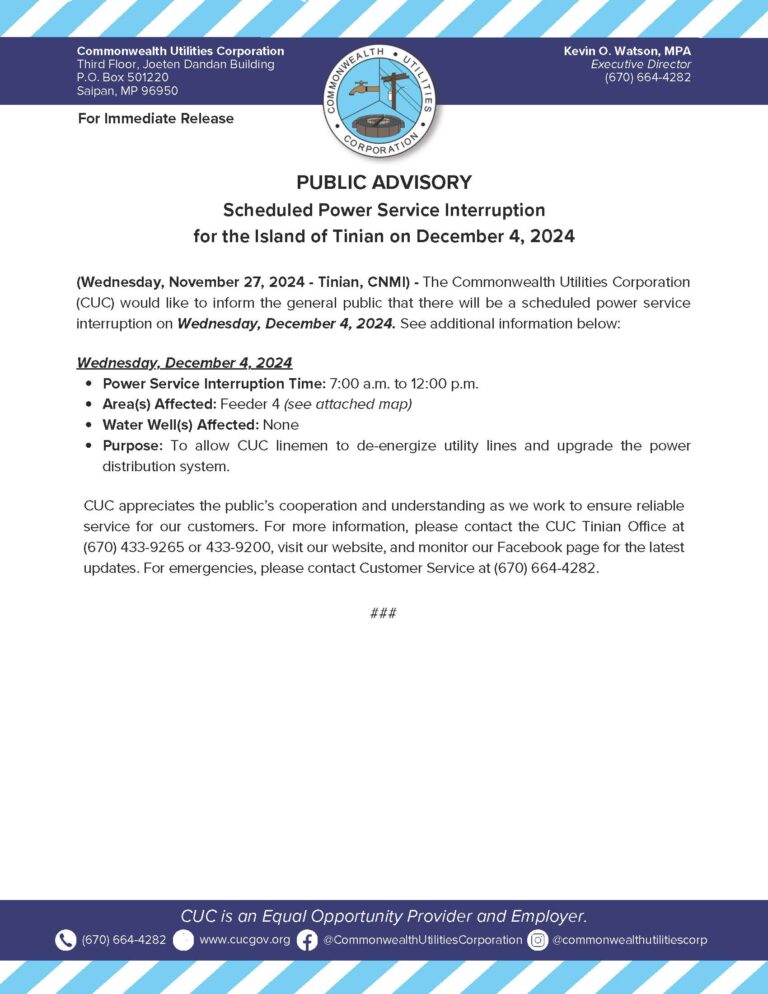 2024-11-27 Public Advisory re Scheduled Power Service Interruption for ...