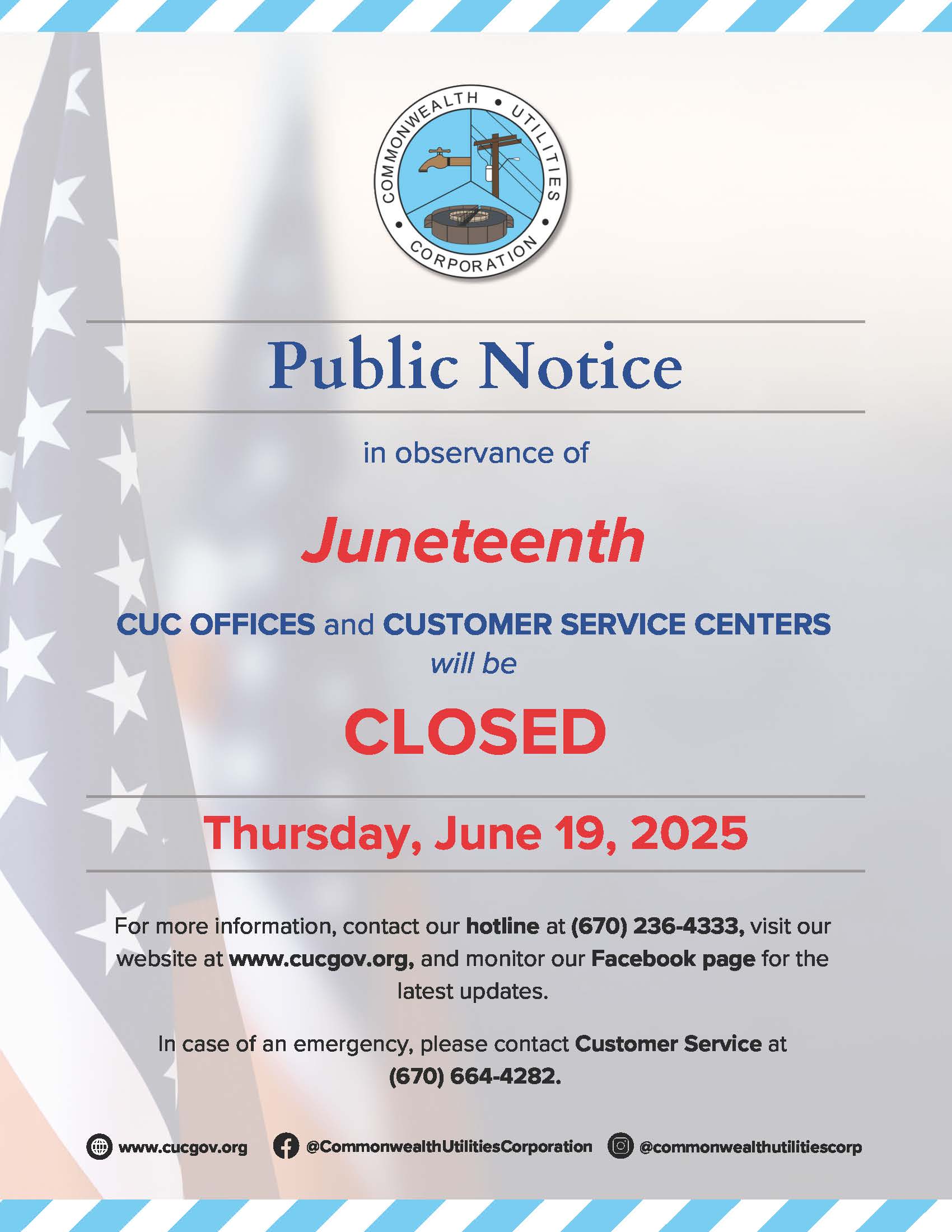CUC Office Closure - 2025 Juneteenth Holiday - Commonwealth Utilities ...