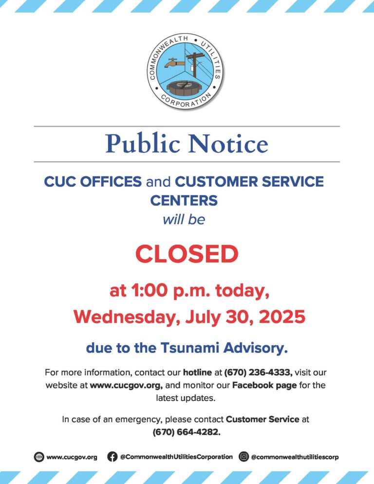 2025-07-30 Public Notice re CUC Office Closure Due to Tsunami Advisory ...