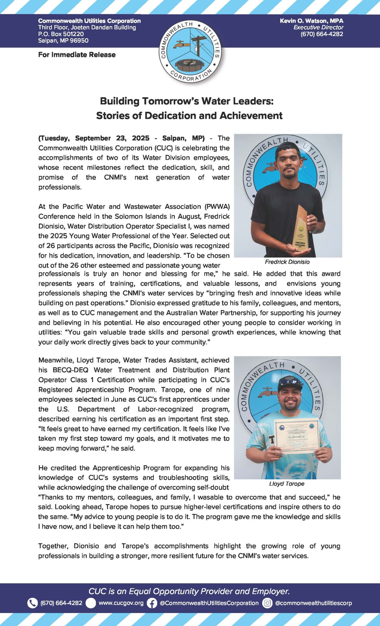 2025-09-23 Press Release re Building Tomorrow's Water Leaders-Stories ...