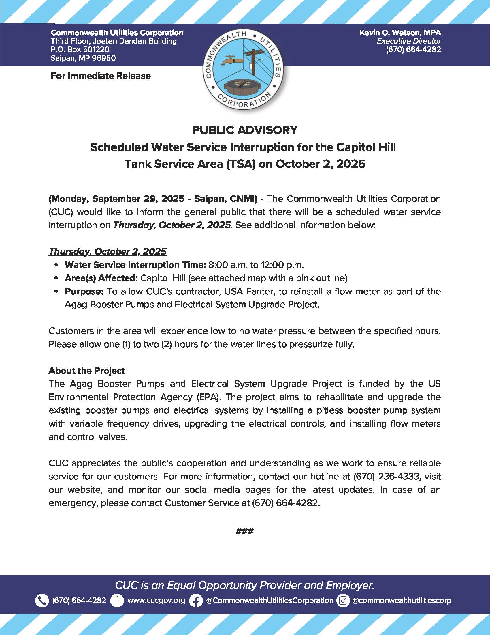 2025-09-29 Public Advisory re Scheduled Water Service Interruption for ...