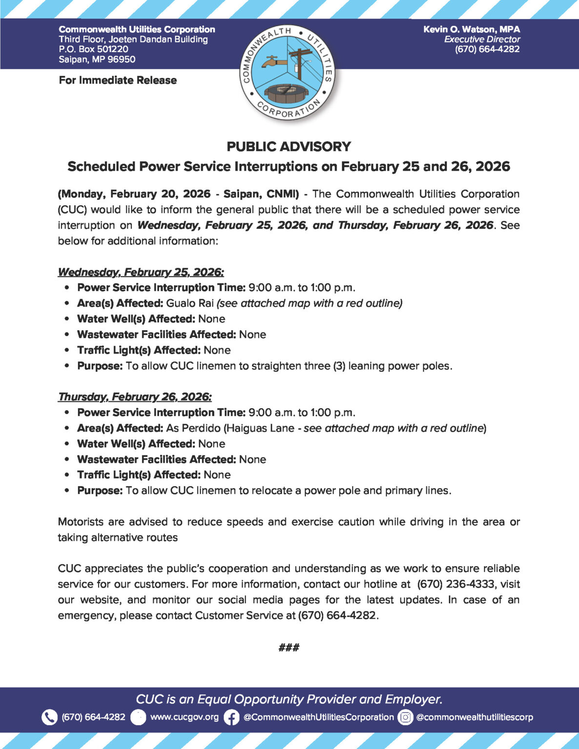 2026-02-20 Public Advisory re Scheduled Power Service Interruptions on ...